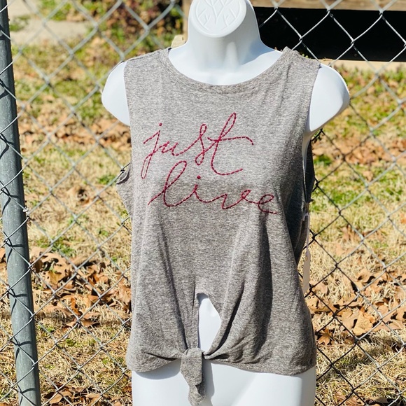 coco + jameson | Tops | Nwt Just Live Tie Front Tank By Coco Jameson ...
